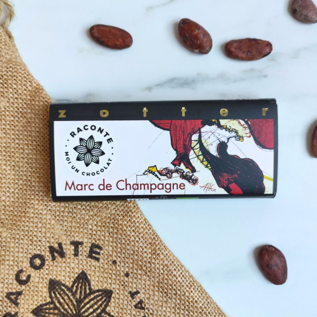 ZOTTER - Chocolat noir fourré au Marc de Champagne - Bean-to-Bar Bio ...